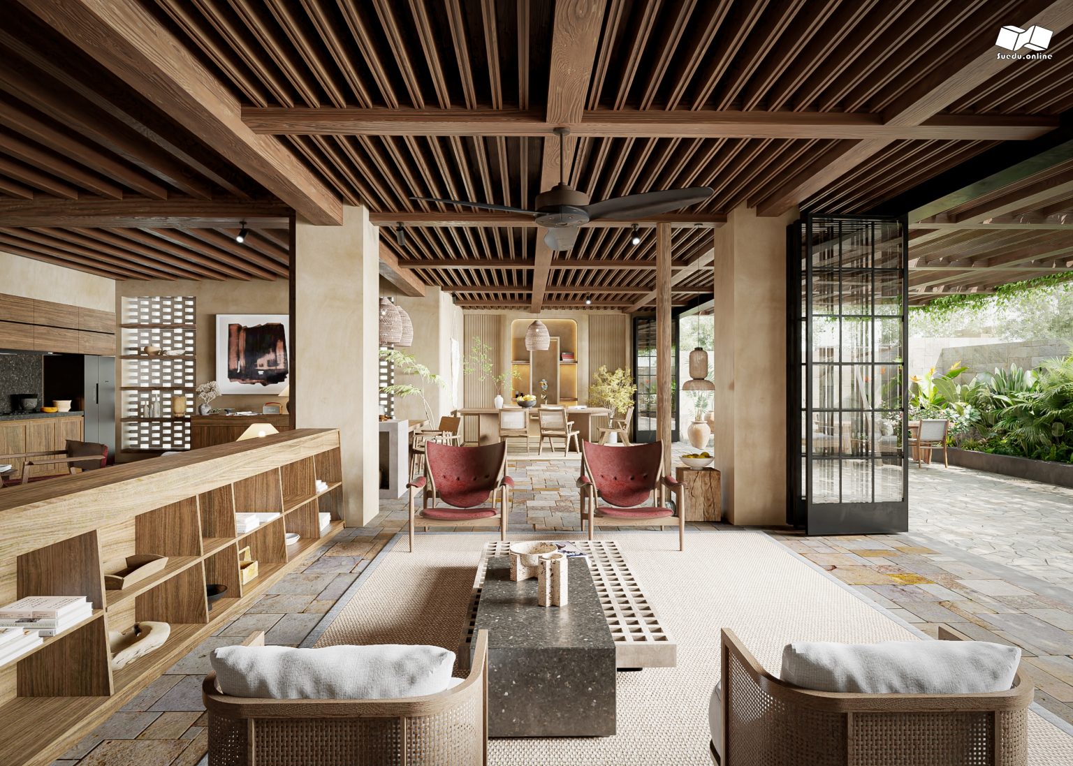 V1.02 – Model file mẫu Nội thất Style Wabisabi +Video Hướng dẫn Render Sketchup/Vray/Vantage ...