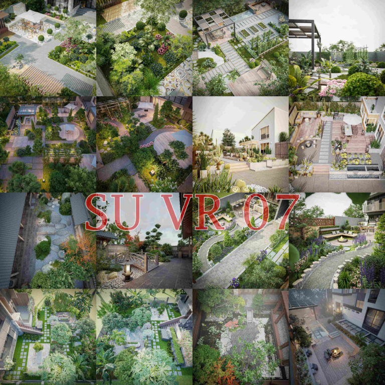 SU.VR.07 – Gồm 10 bộ Model mẫu chuyên cảnh quan sân vườn Full Setting +Vật liệu (Sketchup+Vray ...