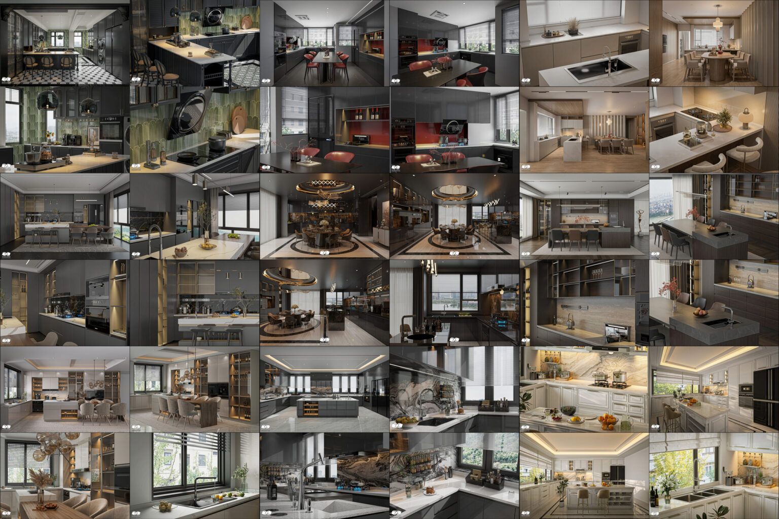 SUVR.11 – 10 FILE MẪU PHÒNG BẾP FULL SETTING Sketchup + Vray + Vantage