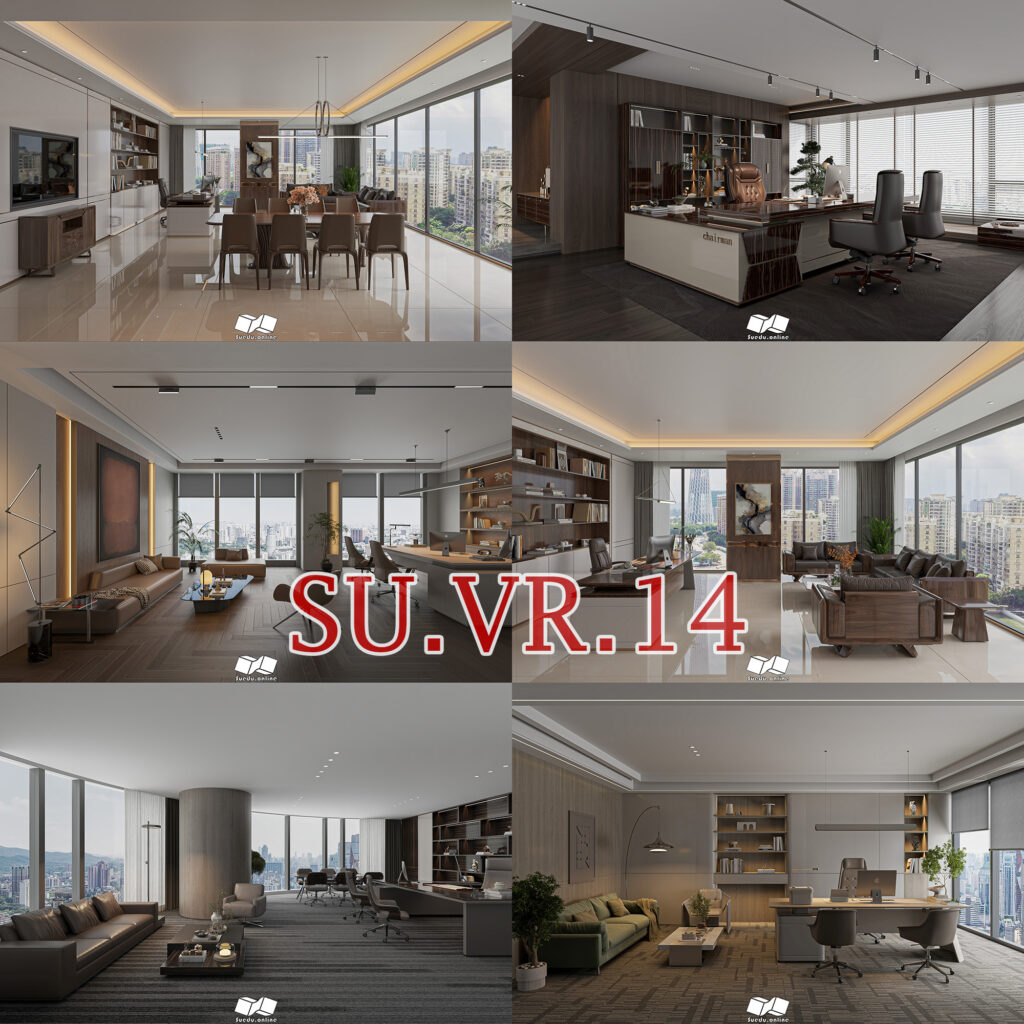 SU.VR.14 – Gồm 5 File Mẫu Nội Thất Phòng Làm Việc – Full Setting
